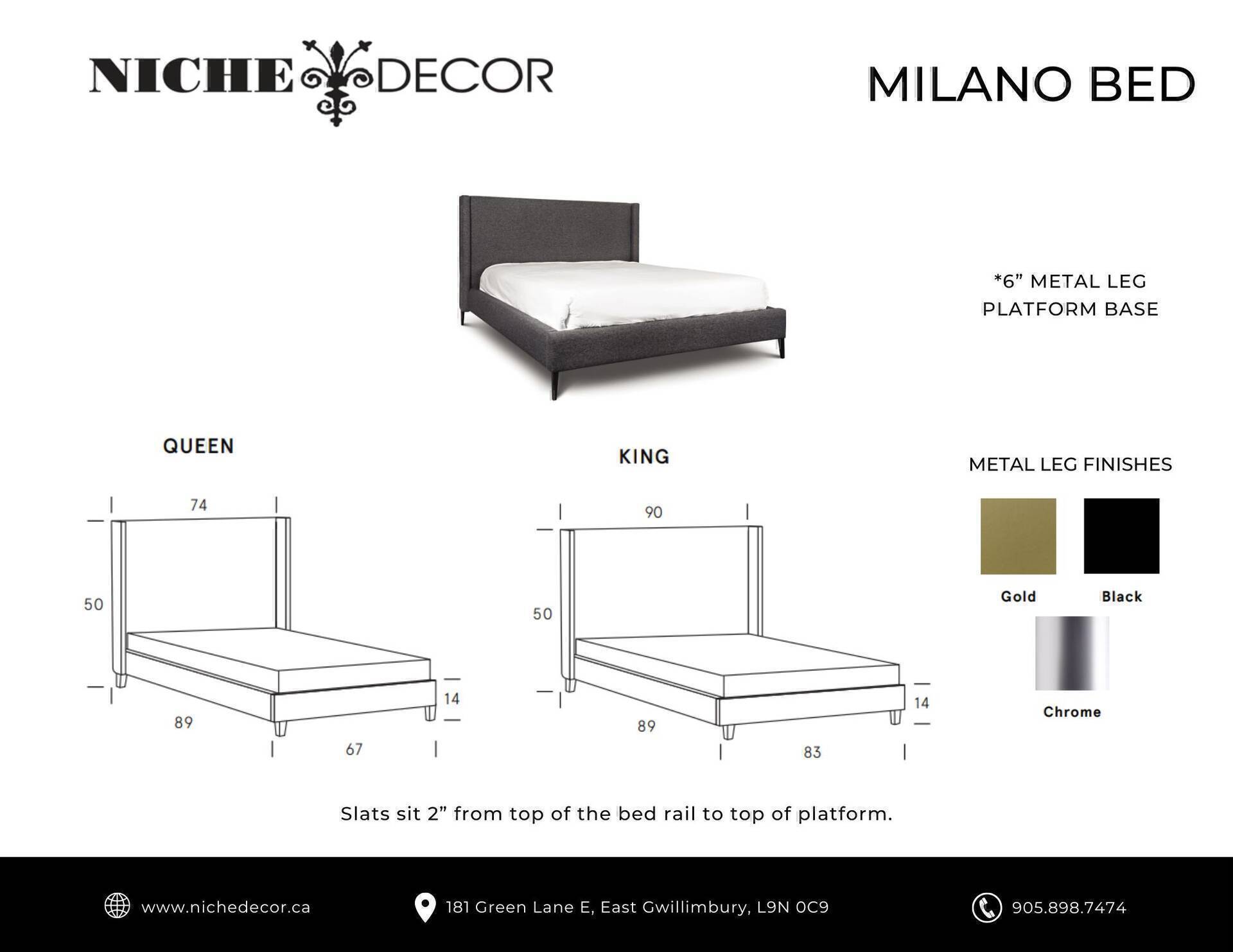 Milano Customizable Bed | Niche Decor Newmarket